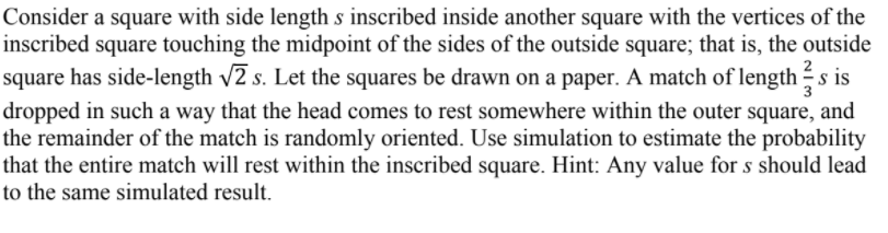 Solved Consider a square with side length s inscribed inside | Chegg.com