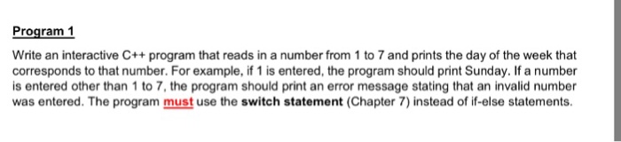 Solved Write an interactive c++ program that reads in a | Chegg.com