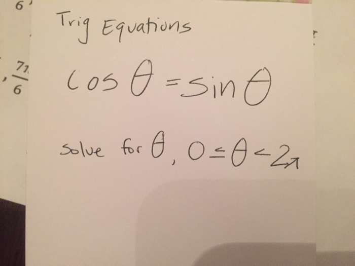Solved Trying Equations cos Theta = sin Theta solve for | Chegg.com