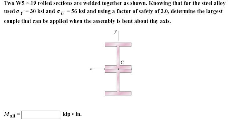Solved Two W5 x 19 rolled sections are welded together as | Chegg.com