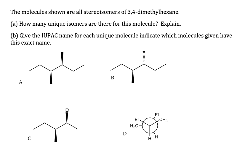 Solved The molecules shown are all stereoisomers of | Chegg.com