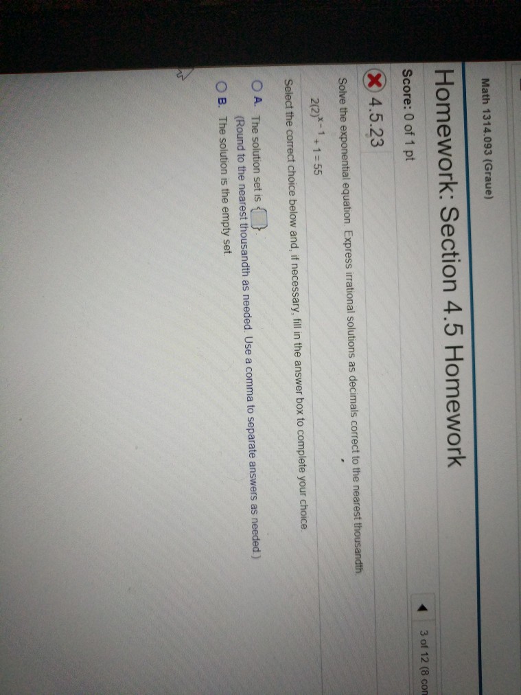 Solved Math 1314.093 (Graue Homework: Section 4.5 Homework | Chegg.com Solved Math 1314.093 (Graue Homework: Section 4.5 Homework | Chegg.com
