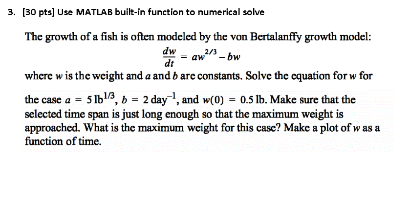 Solved 3. [30 pts] Use MATLAB built-in function to numerical | Chegg.com