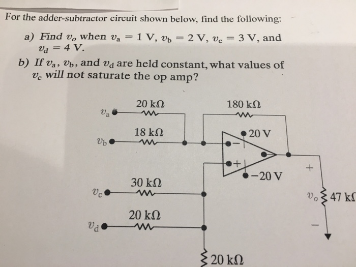 Solved For The Adder Subtractor Circuit Shown Below Find 