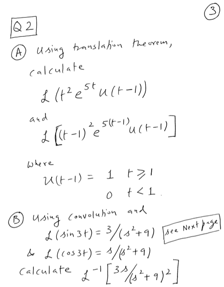 Solved using translation theorem, calculate L (t2 e5t u | Chegg.com