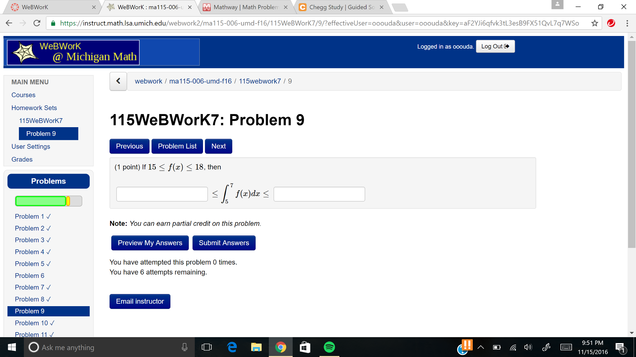 Solved WeBWorK ma 115-006 x D Mathway I Math Proble x C | Chegg.com