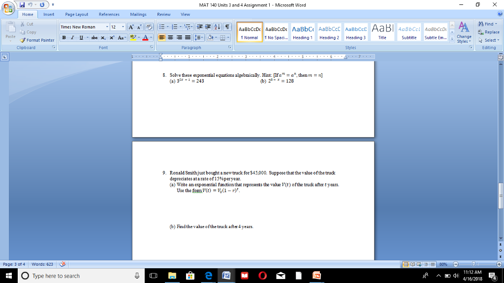 Solved MAT 140 Units 3 and 4 Assignment1 Microsoft Wored | Chegg.com