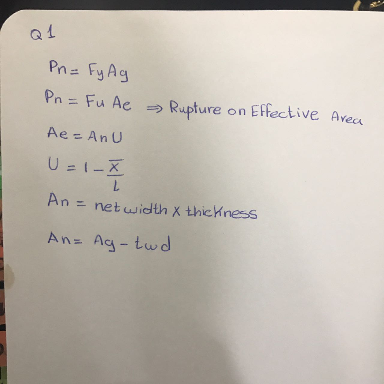 Solved Pn Fu A e on EFfective Area ure Ae An U An net width | Chegg.com