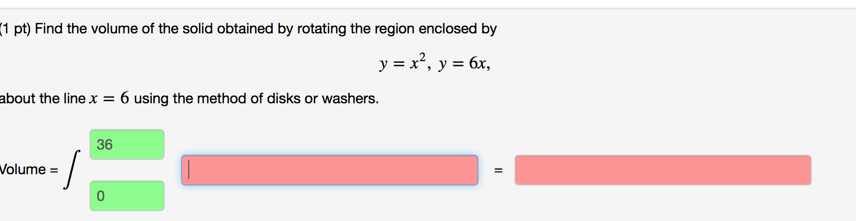 Solved Find the volume of the solid obtained by rotating the | Chegg.com