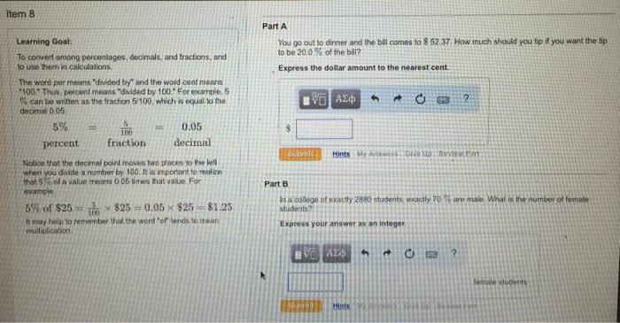Solved Item 8 Part A You go out to dinner and the bill comes | Chegg.com