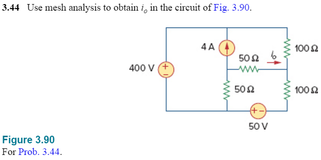 Solved Use mesh analysis to obtain i_o in the circuit of | Chegg.com