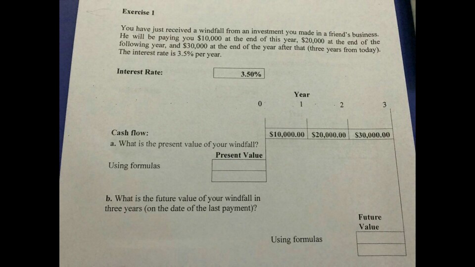 Solved Exercise 1 You have just received a windfall from an | Chegg.com