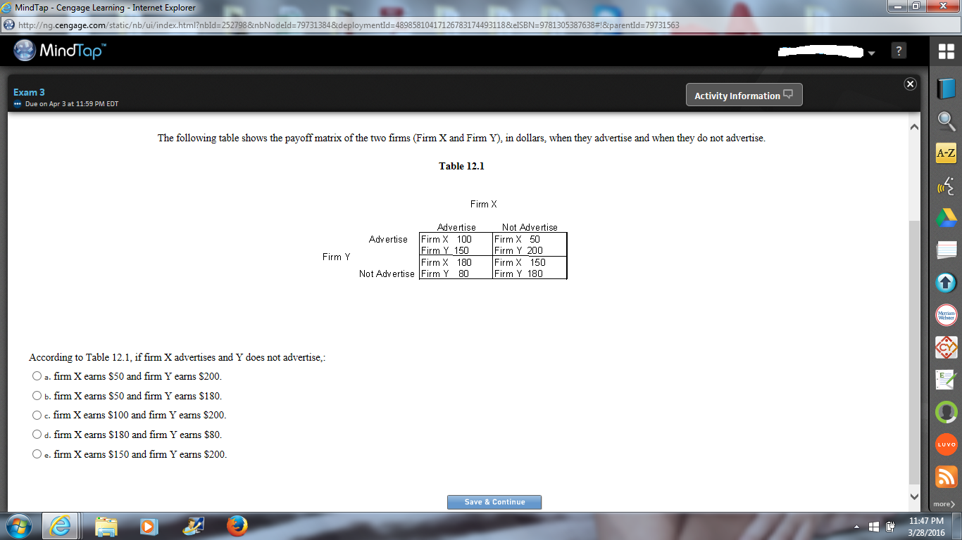 Solved The following table shows the payoff matrix of the | Chegg.com