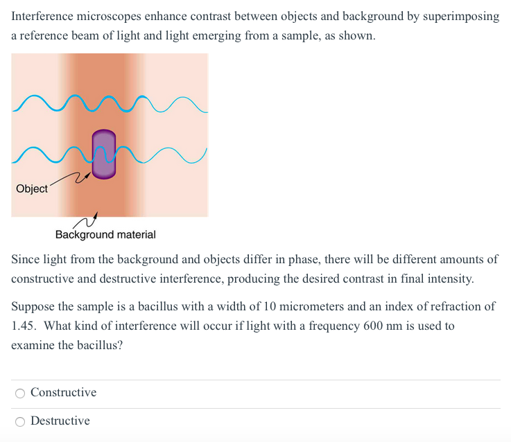 Solved Interference microscopes enhance contrast between | Chegg.com