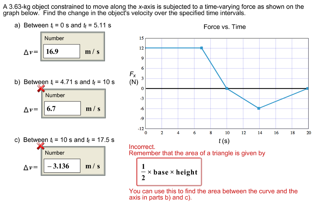 Solved A 3.63-kg object constrained to move along the x-axis | Chegg.com