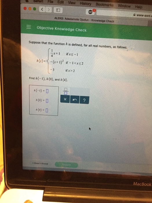 Solved Suppose that the function h is defined, for all real | Chegg.com