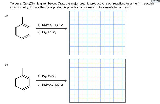 Solved Toluene, C6H5CH3, is given below. Draw the major | Chegg.com