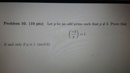 Solved Let p be an odd prime such that p notequalto 3. Prove | Chegg.com