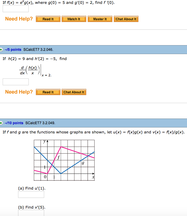 Solved If f(x) exg(x), where g(o) 5 and g (o) 2, find f (o). | Chegg.com