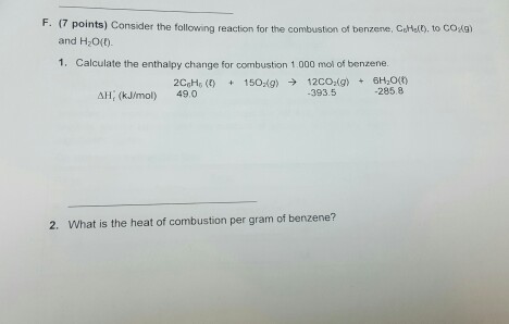 Solved Consider the following reaction for the combustion of | Chegg.com