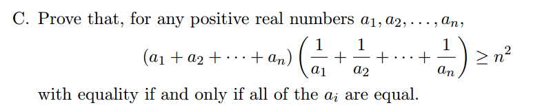 Solved Prove that, for any positive real numbers a_1, a_2, | Chegg.com