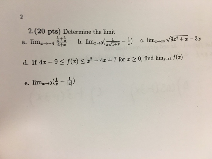 Solved Determine the limit lim_x rightarrow - 4 1/4 + 1/x/4 | Chegg.com