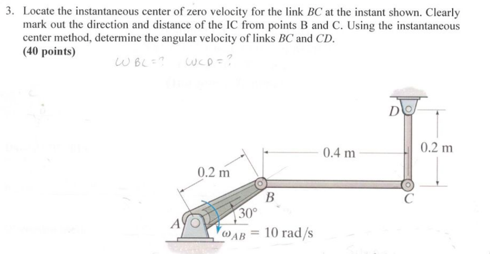 Solved Locate the instantaneous center of zero velocity for | Chegg.com
