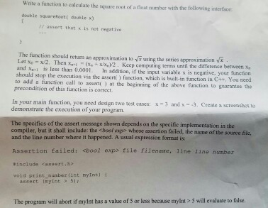 Solved Write a function to calculate the square root of a | Chegg.com