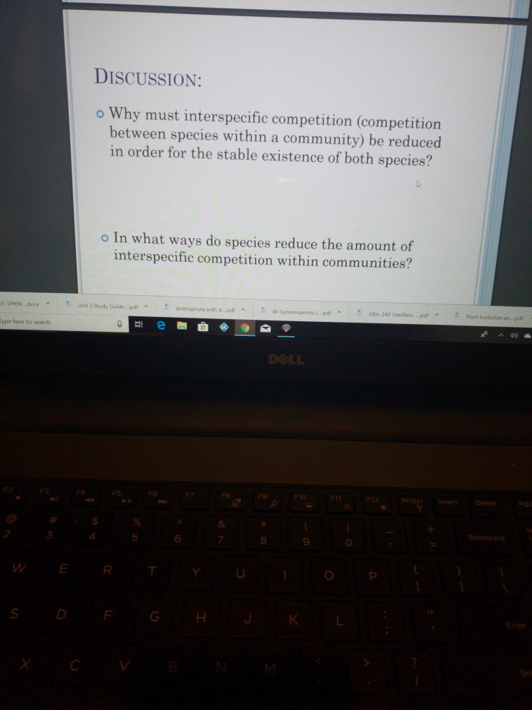 Solved DISCUSSION: o Why must interspecific competition | Chegg.com