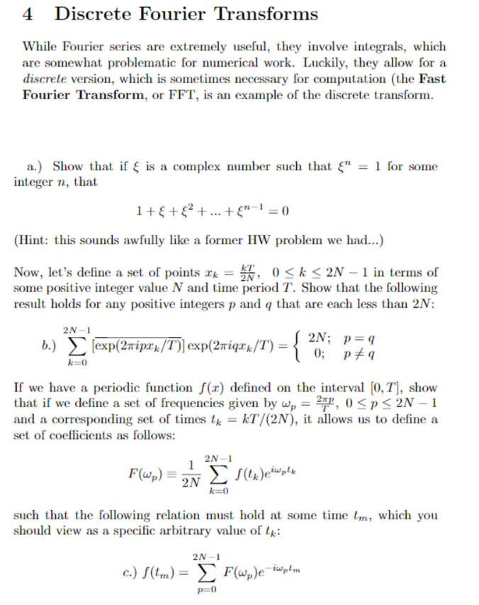 Discrete Fourier Transforms While Fourier series are | Chegg.com