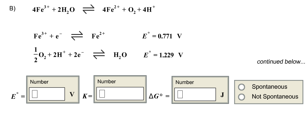 Solved 4Fe^3+ + 2H_2O 4Fe^2+ + O_2 + 4H^+ Fe^3+ + e^- | Chegg.com