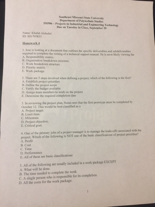 Solved Jose is looking at a document that outlines the | Chegg.com