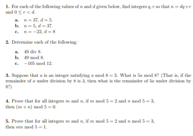 Solved 1 For Each Of The Following Values Of N And D Given 
