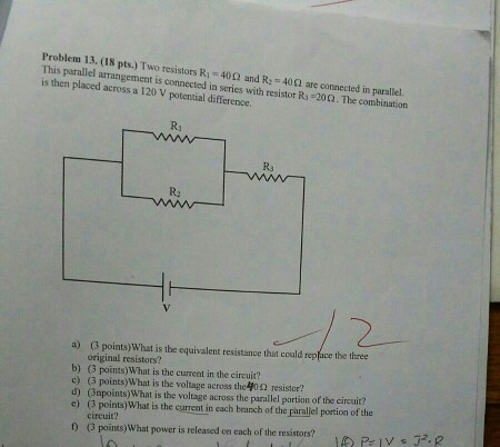 Solved Two resistors R_1 = 40 Ohm and R_2 = 40 Ohm are | Chegg.com
