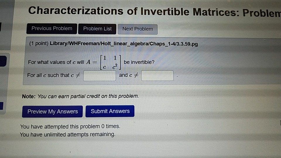 Solved Characterizations of Invertible Matrices: Problem | Chegg.com
