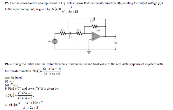Solved P5. For the second-order op-amp circuit in Fig. | Chegg.com