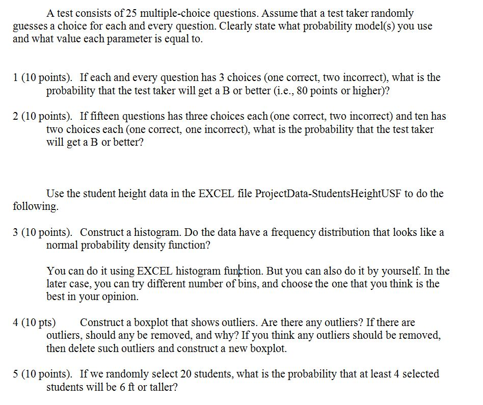 Solved A test consists of 25 multiple-choice questions. | Chegg.com
