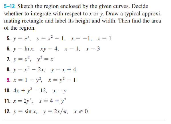 Solved 5-12 Sketch the region enclosed by the given curves. | Chegg.com