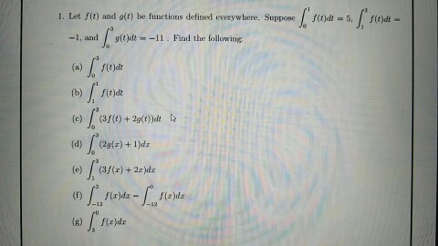 Solved Let f(t) and g(t) be functions defined everywhere. | Chegg.com