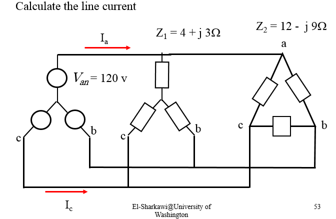 Solved Calculate the line current an 120 El | Chegg.com