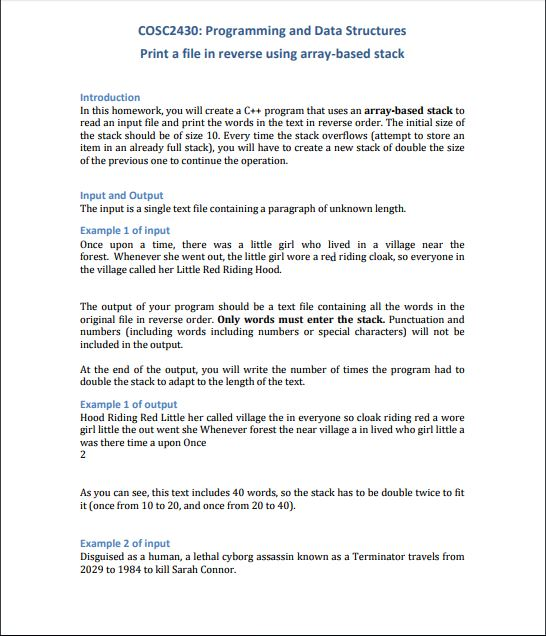 Solved COSC2430: Programming and Data Structures Print a | Chegg.com
