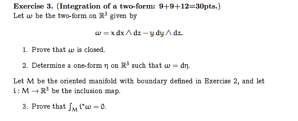 Solved Exercise 3. (Integration of a two-form: | Chegg.com