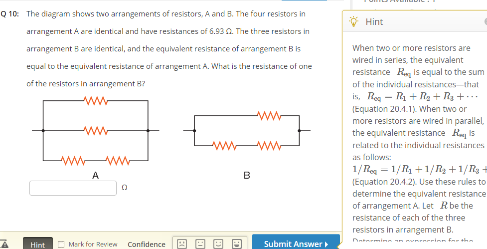 Solved The diagram shows two arrangements of resistors, A | Chegg.com