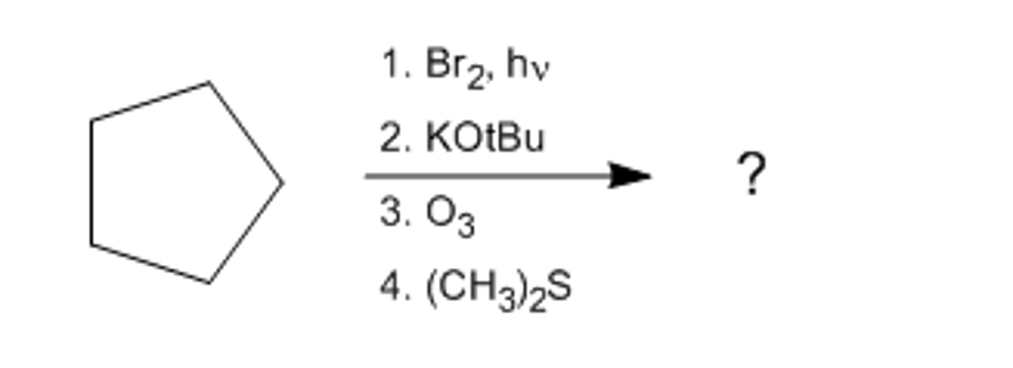 Solved 1. Br2, hv 2. KOtBu 3. 03 4. (CH3)2S | Chegg.com