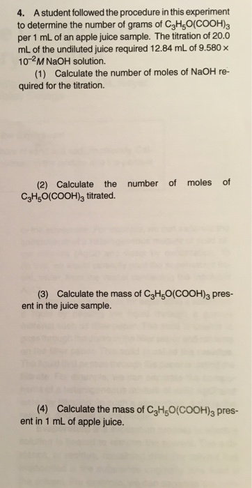 Solved A student followed the procedure in this experiment | Chegg.com