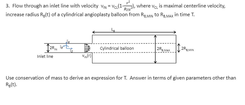 Flow through an inlet line with velocity v_IN = V_CL | Chegg.com