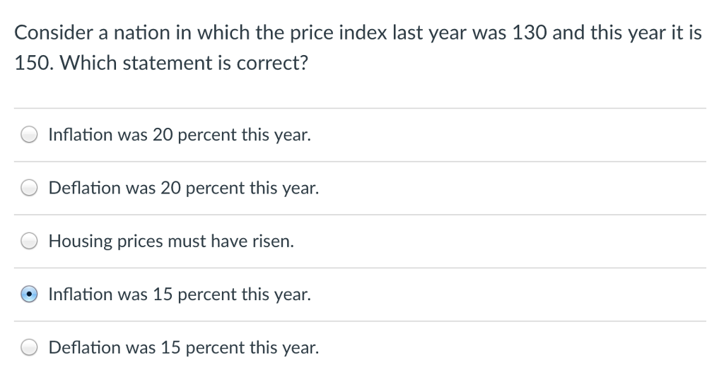 Solved Consider a nation in which the price index last year | Chegg.com