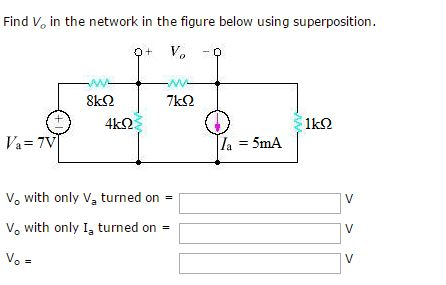 Solved Find Vo in the network in the figure below using | Chegg.com