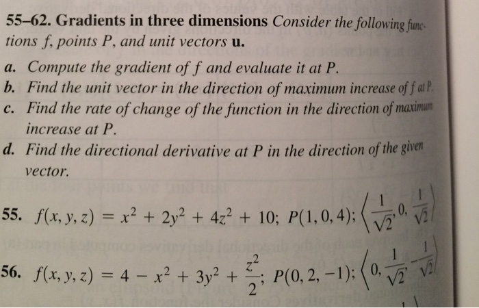 Solved Gradients in three dimensions Consider the following | Chegg.com