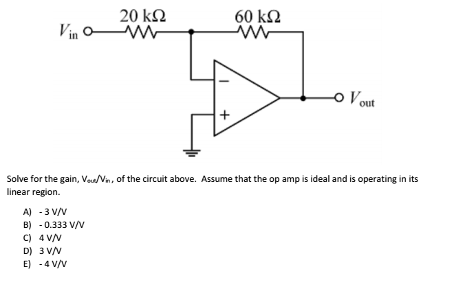 Solved Solve for the gain Vout/Vin of the circuit above. | Chegg.com